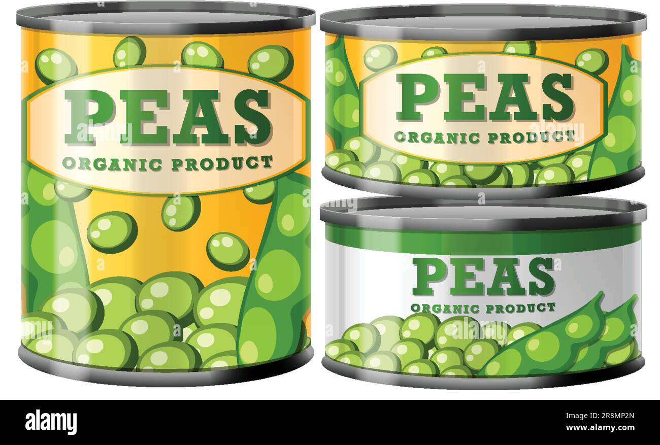 Organic Pea Food Cans Collection illustration Stock Vector Image & Art ...