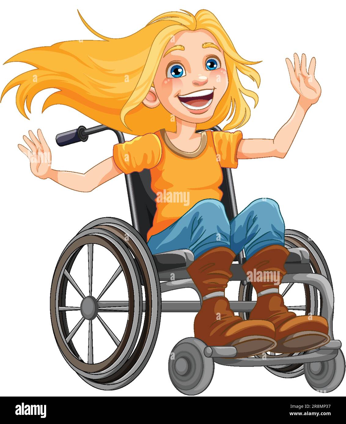 Happy Disabled Person in Wheelchair illustration Stock Vector Image ...