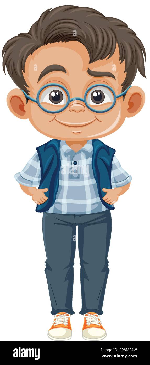 Cute nerdy boy cartoon character illustration Stock Vector Image & Art ...
