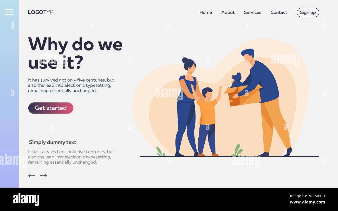 Happy family with child adopting pet Stock Vector Image & Art - Alamy