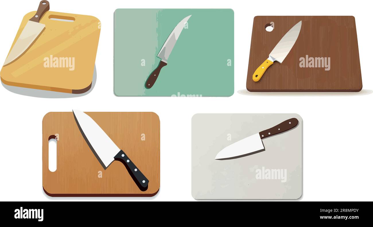 Knife chopping board vegetables Stock Vector Images - Alamy