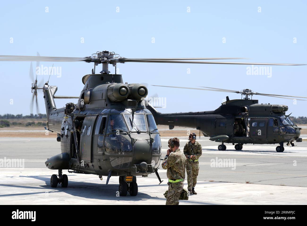 Puma helicopters from 84 Squadron prepare to take off from RAF Akrotiri ...