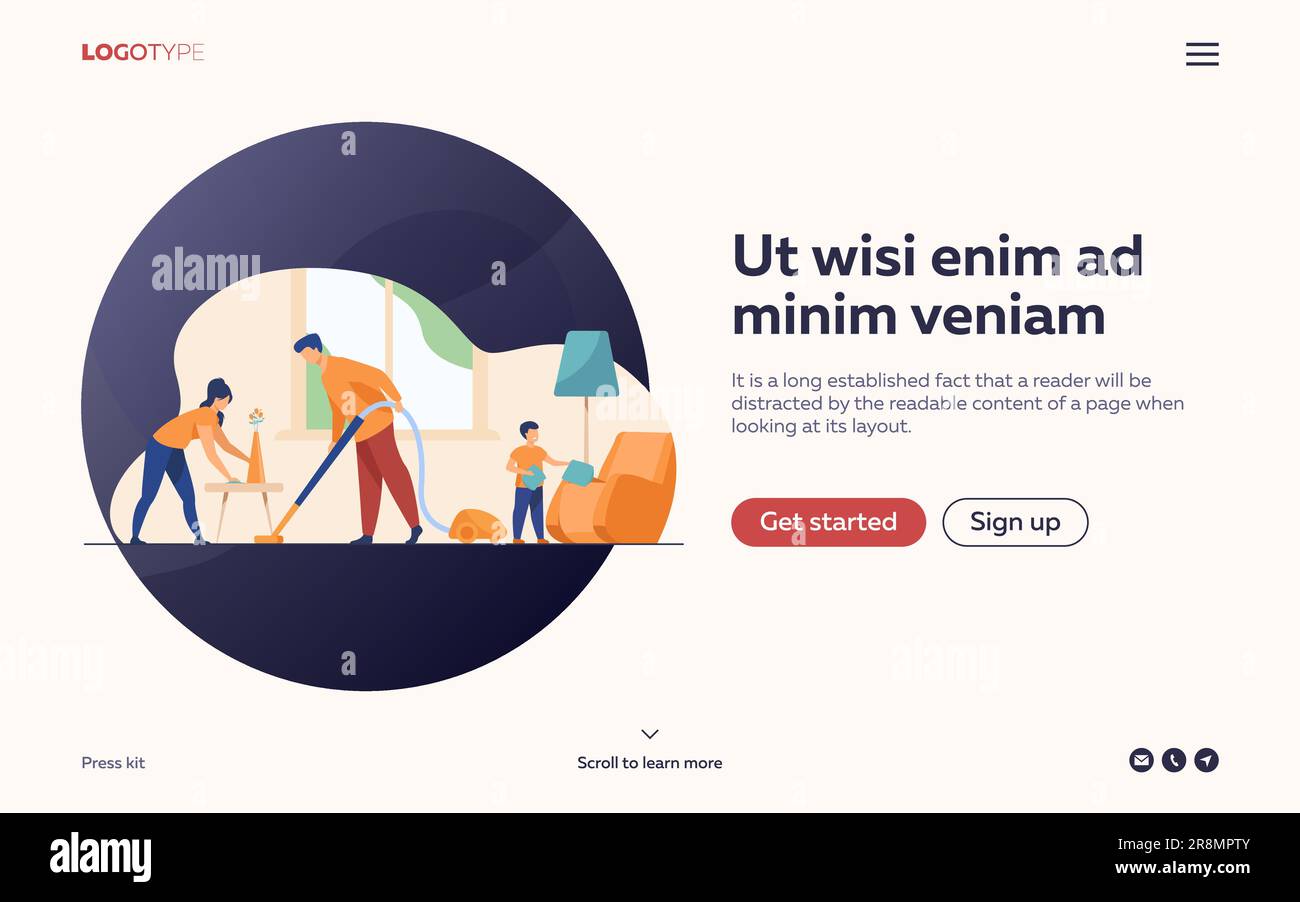 Happy family housekeeping together flat vector illustration Stock ...