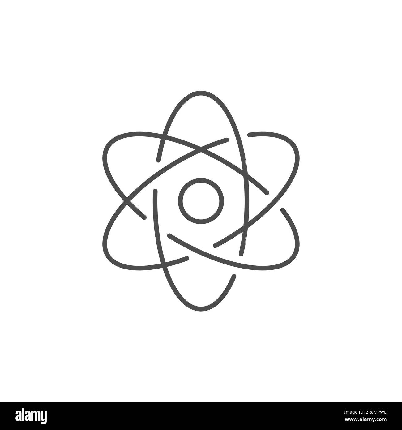 Atom related vector line icon. Vector outline illustration Isolated on white background. Nuclear ...
