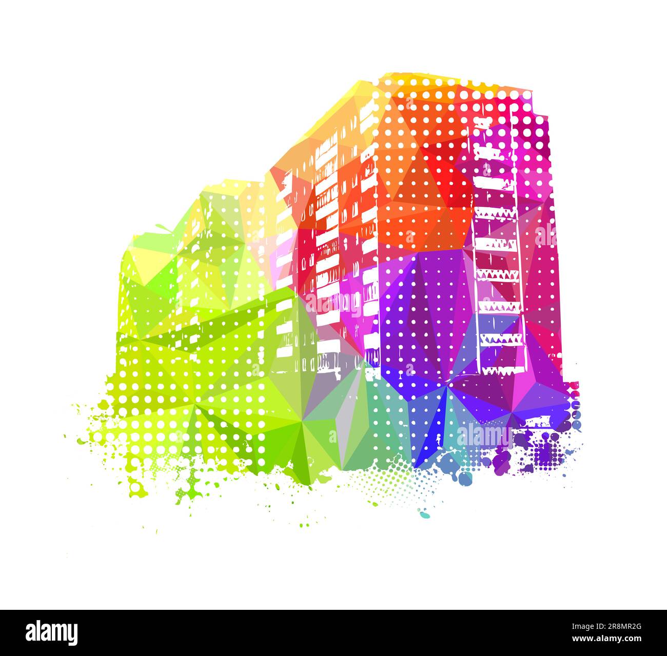 Abstraction colored city. Rainbow buildings. Vector illustration Stock ...