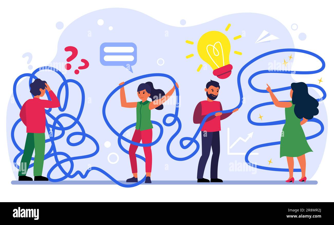 Businesspeople finding solution flat vector illustration Stock Vector ...