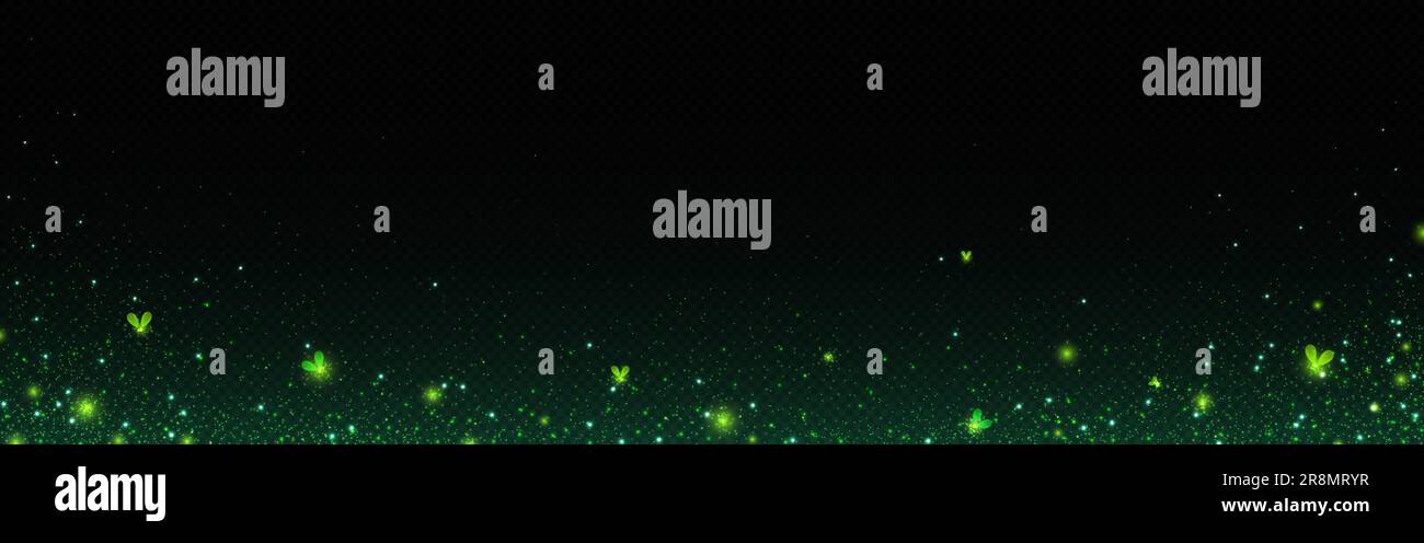 Green magic firefly bug light glow vector effect. Glowworm dust spell ...