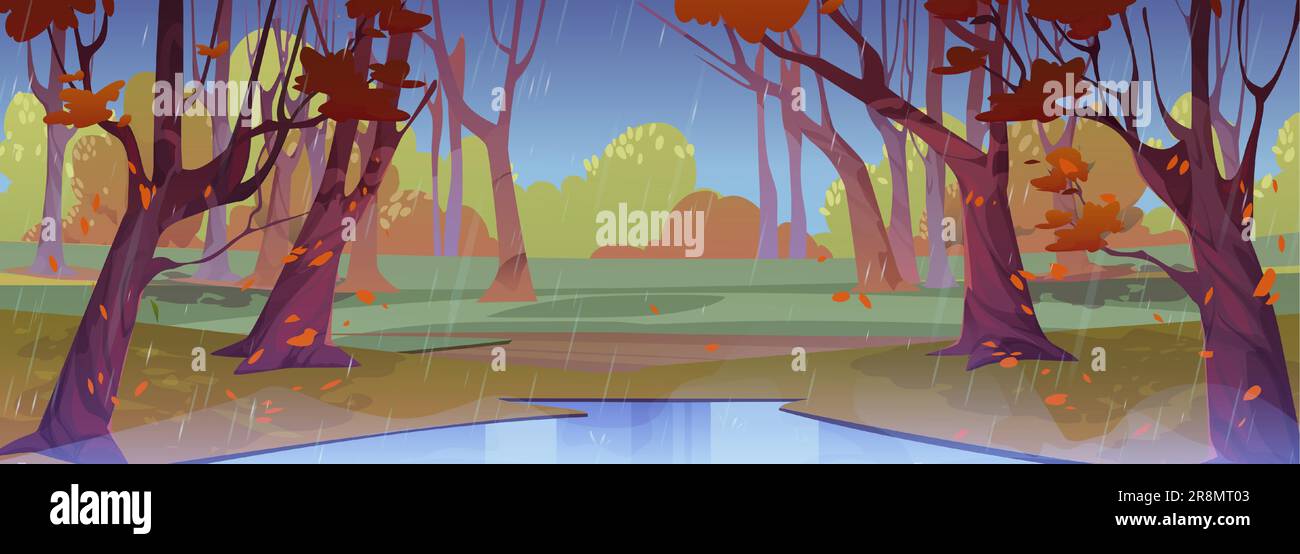 Cartoon background falling rain dark hi-res stock photography and ...