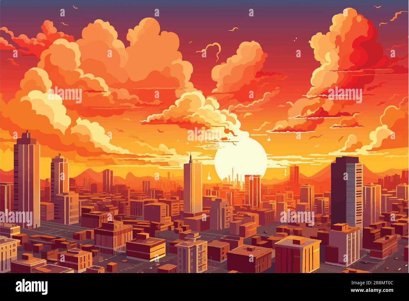 Cartoon Sunset City