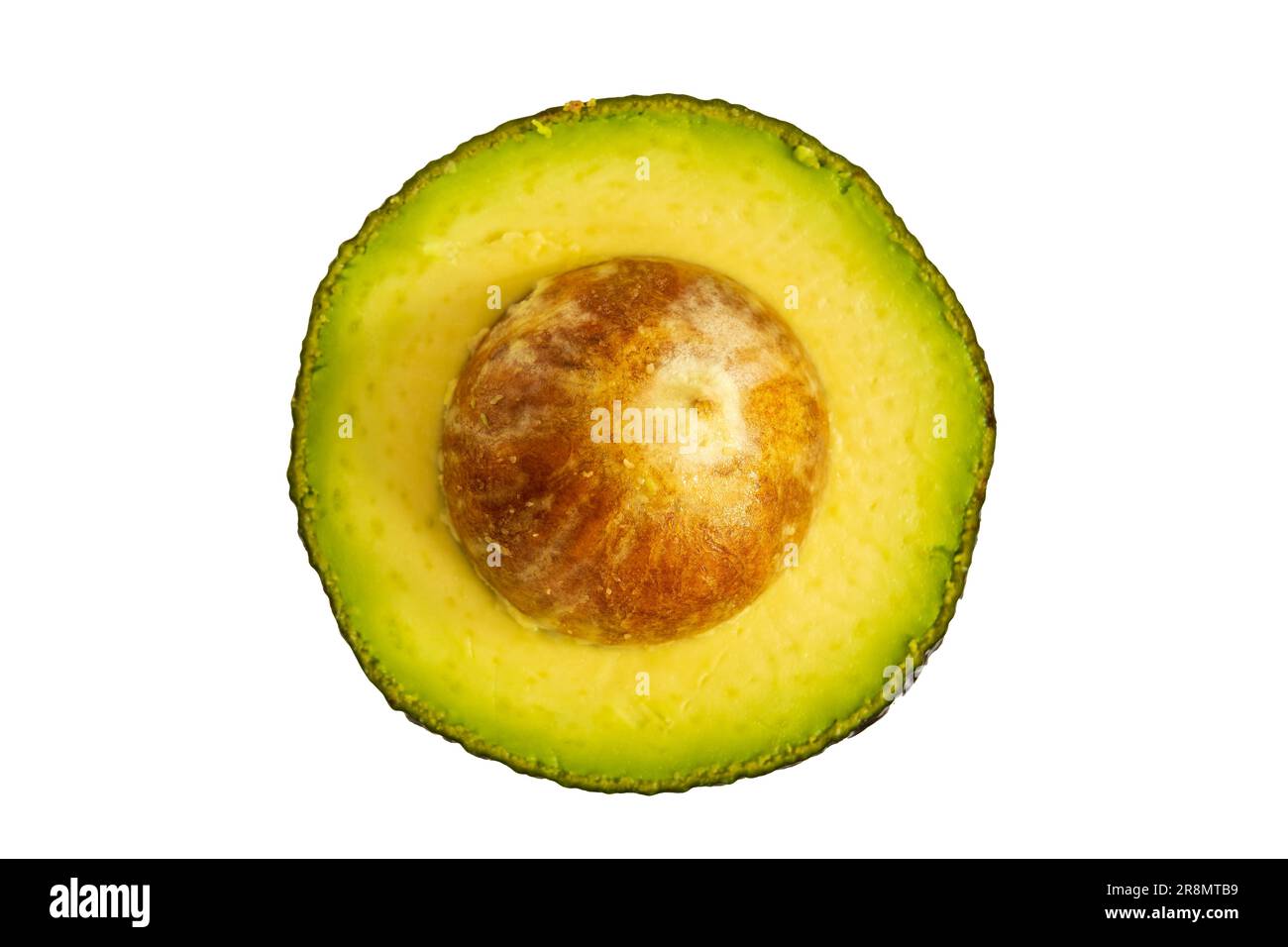 Circle shape cut open avokado fruit on white background Stock Photo - Alamy