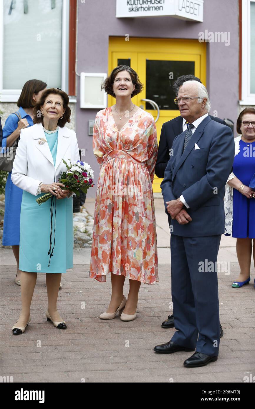 Queen Silvia,County Governor Anna Kinberg Batra, and King Carl Gustaf ...