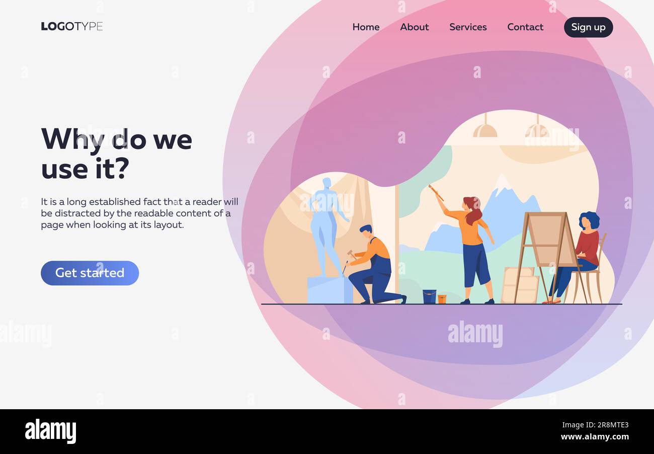 Artists creating artworks flat vector illustration Stock Vector Image ...