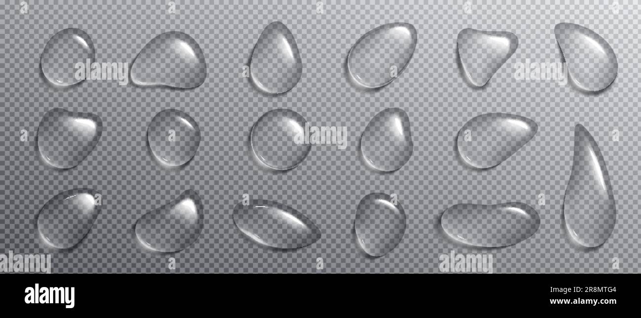 Realistic condensation water tears. Isolated vector droplet on ...