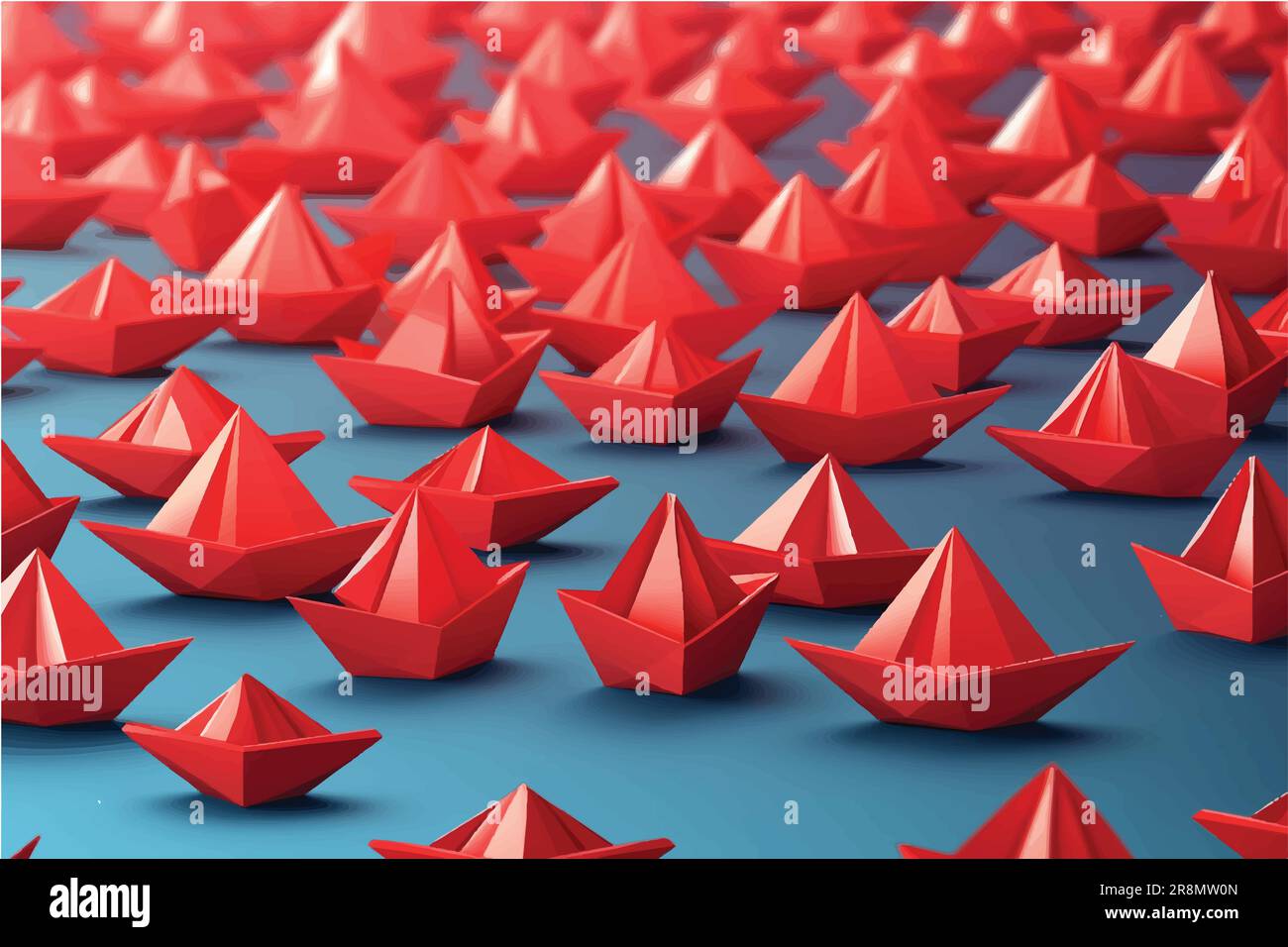 cartoon vector illustration of Leading the Fleet, Origami red paper ...