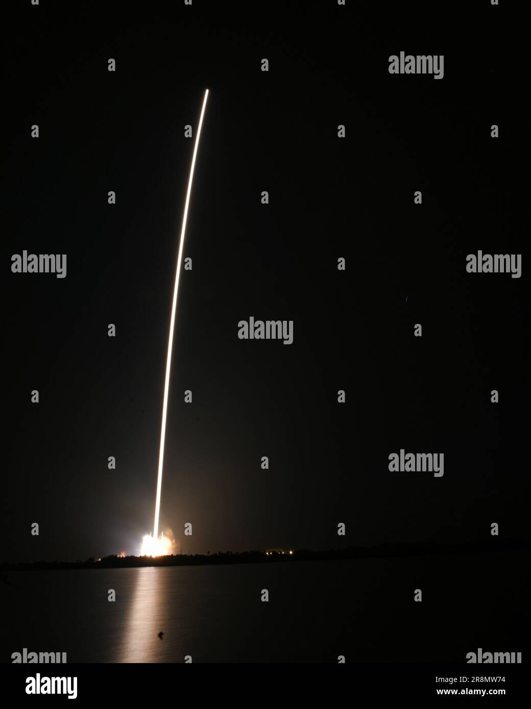 Timed exposure of a United Launch Alliance Delta IV Heavy rocket as it ...