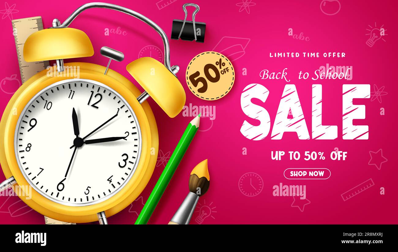 Back to school sale vector banner design. School limited time offer ...