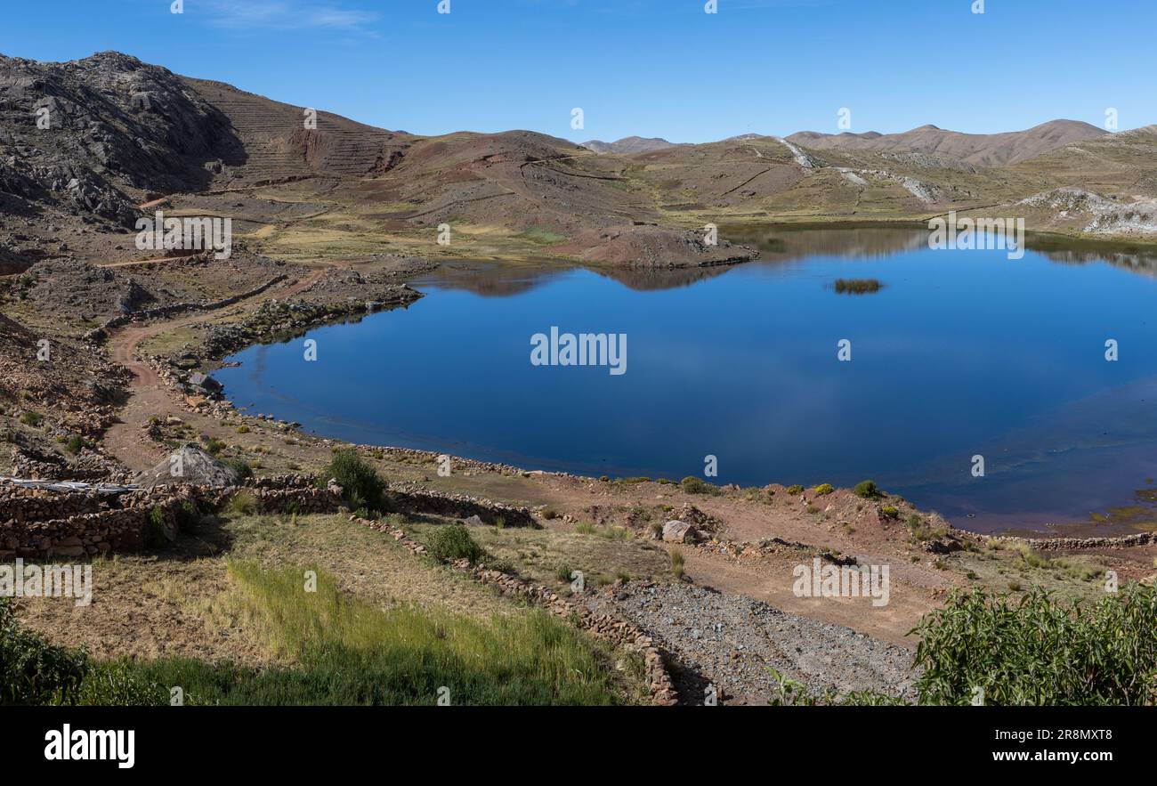 Small lake in the remote Bolivian Andes between Torotoro and Oruro ...