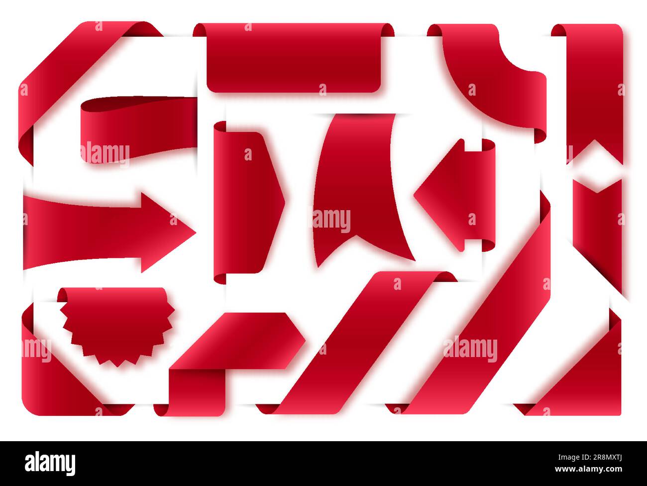 Sale label collection. Best choice red ribbon banners. New product ...