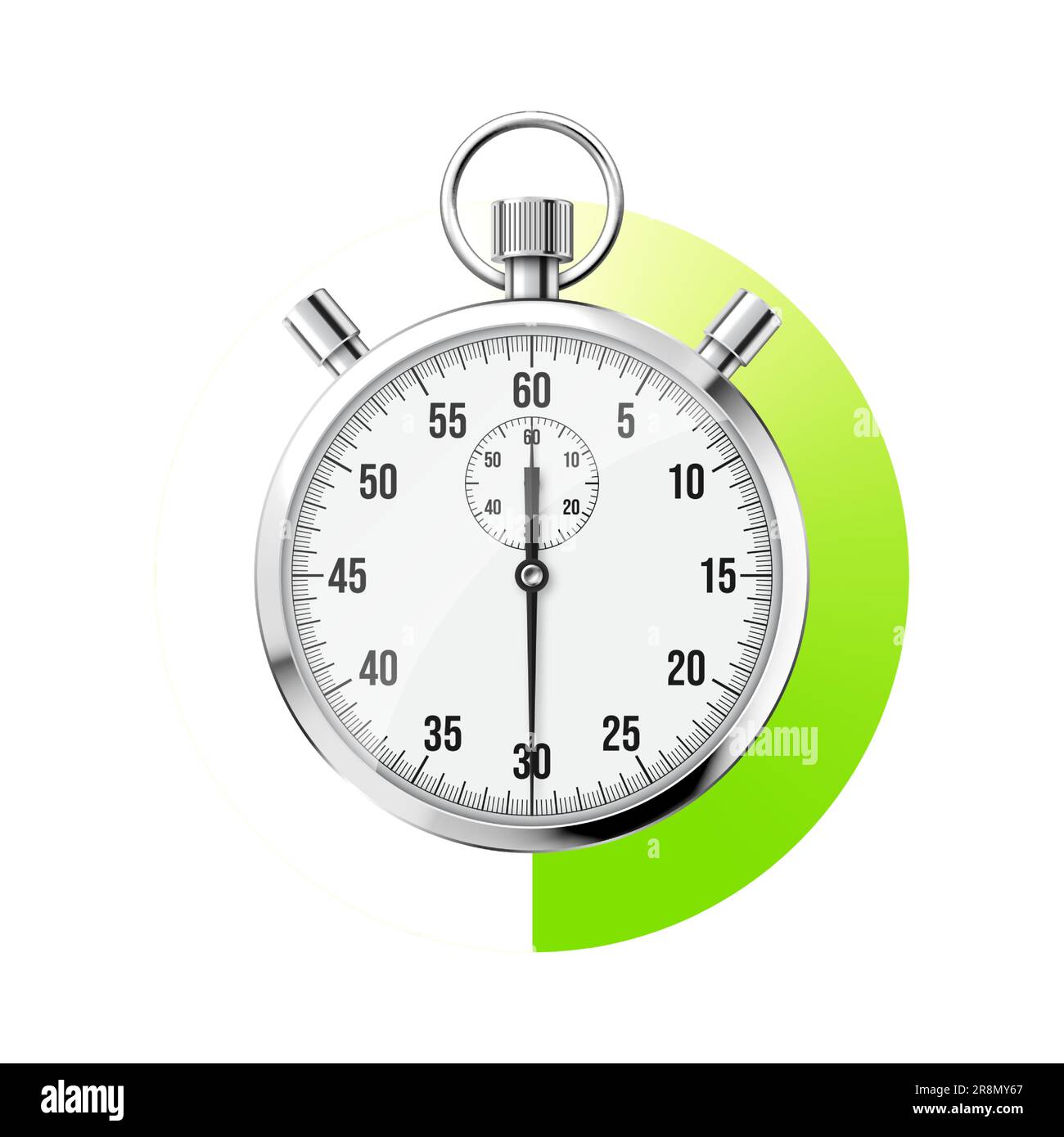 Realistic classic stopwatch. Shiny metal chronometer, time counter with ...