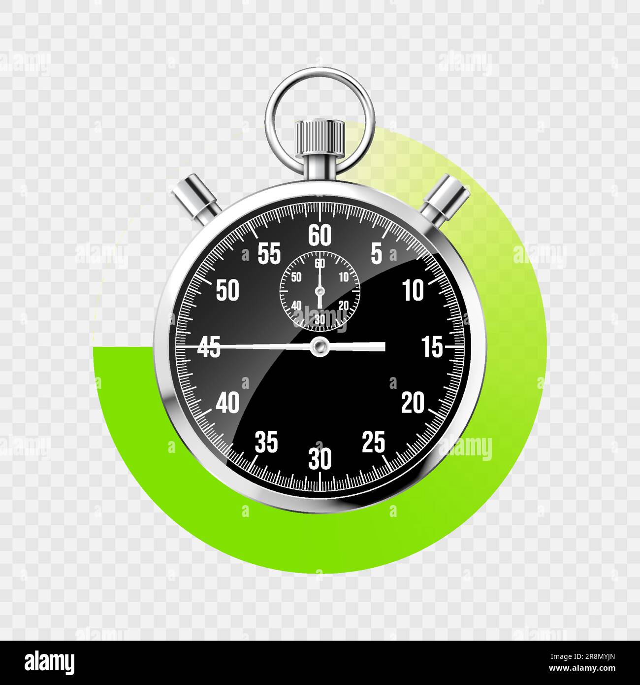 Realistic classic stopwatch. Shiny metal chronometer, black time ...