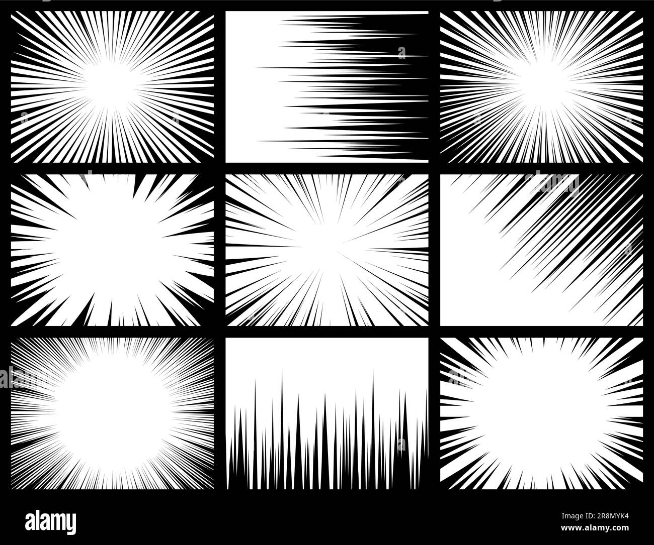 Comic book radial rays, lines. Comics background with motion, speed ...