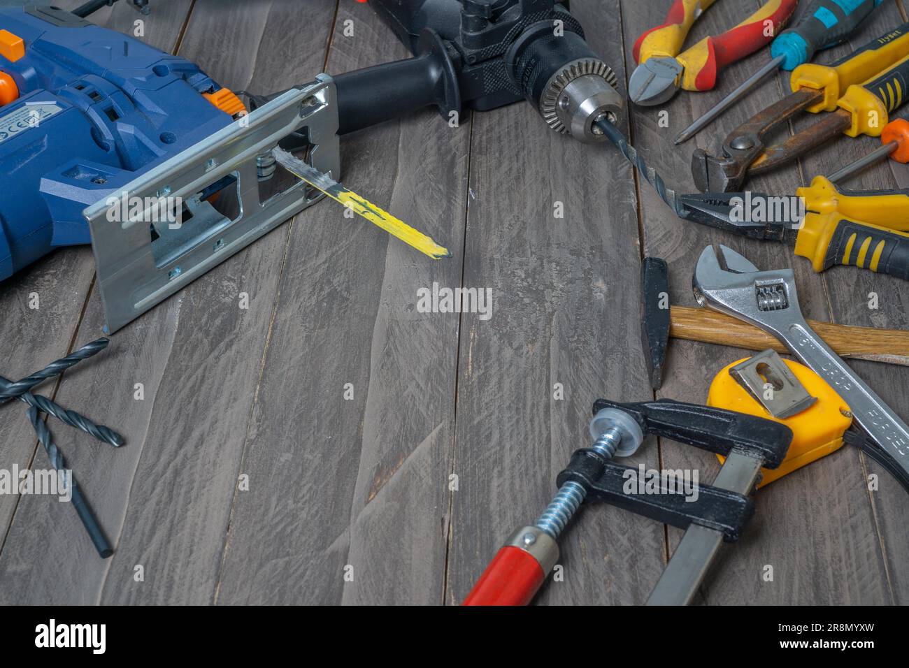 Tools used for DIY at home electrical and manual Stock Photo - Alamy