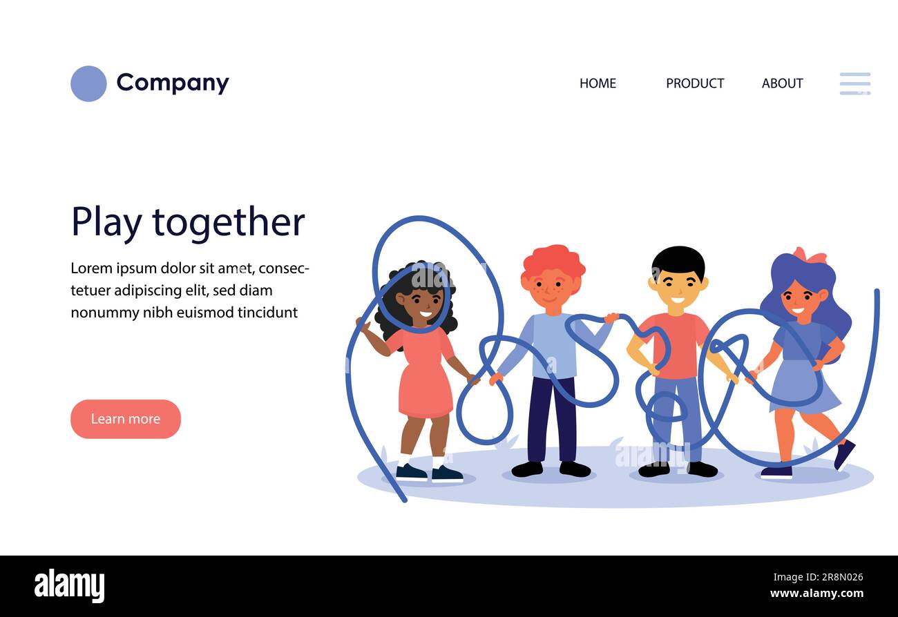 Happy children holding tangled rope together [Converted] Stock Vector ...