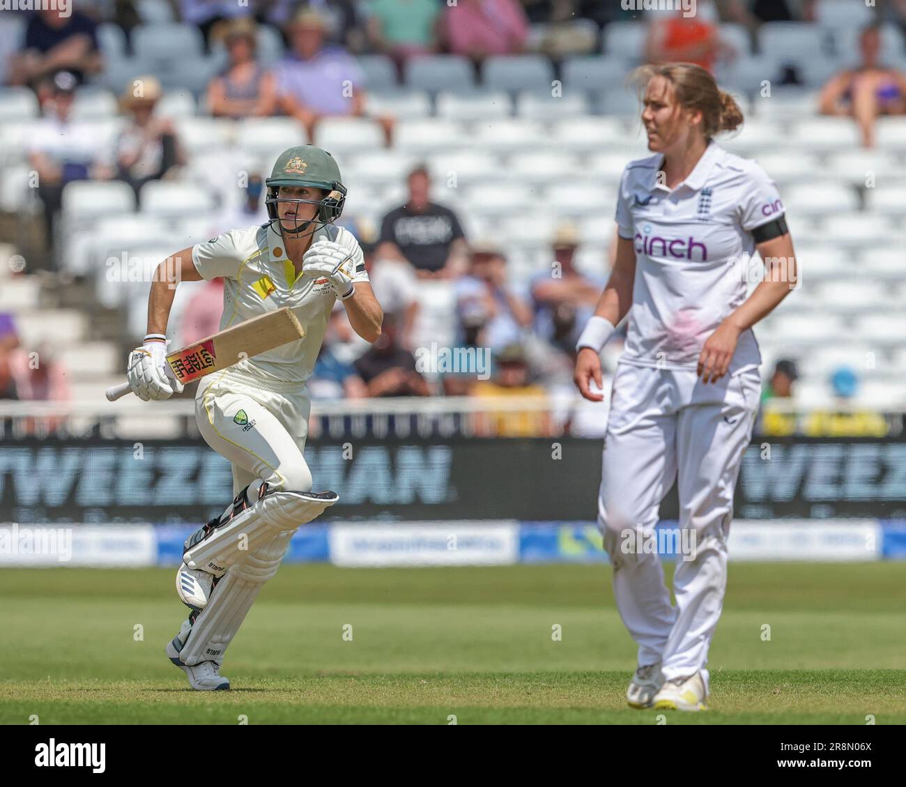 Ellyse Perry of Australia makes one run during the Metro Bank Women's Ashes 2023 match England ...