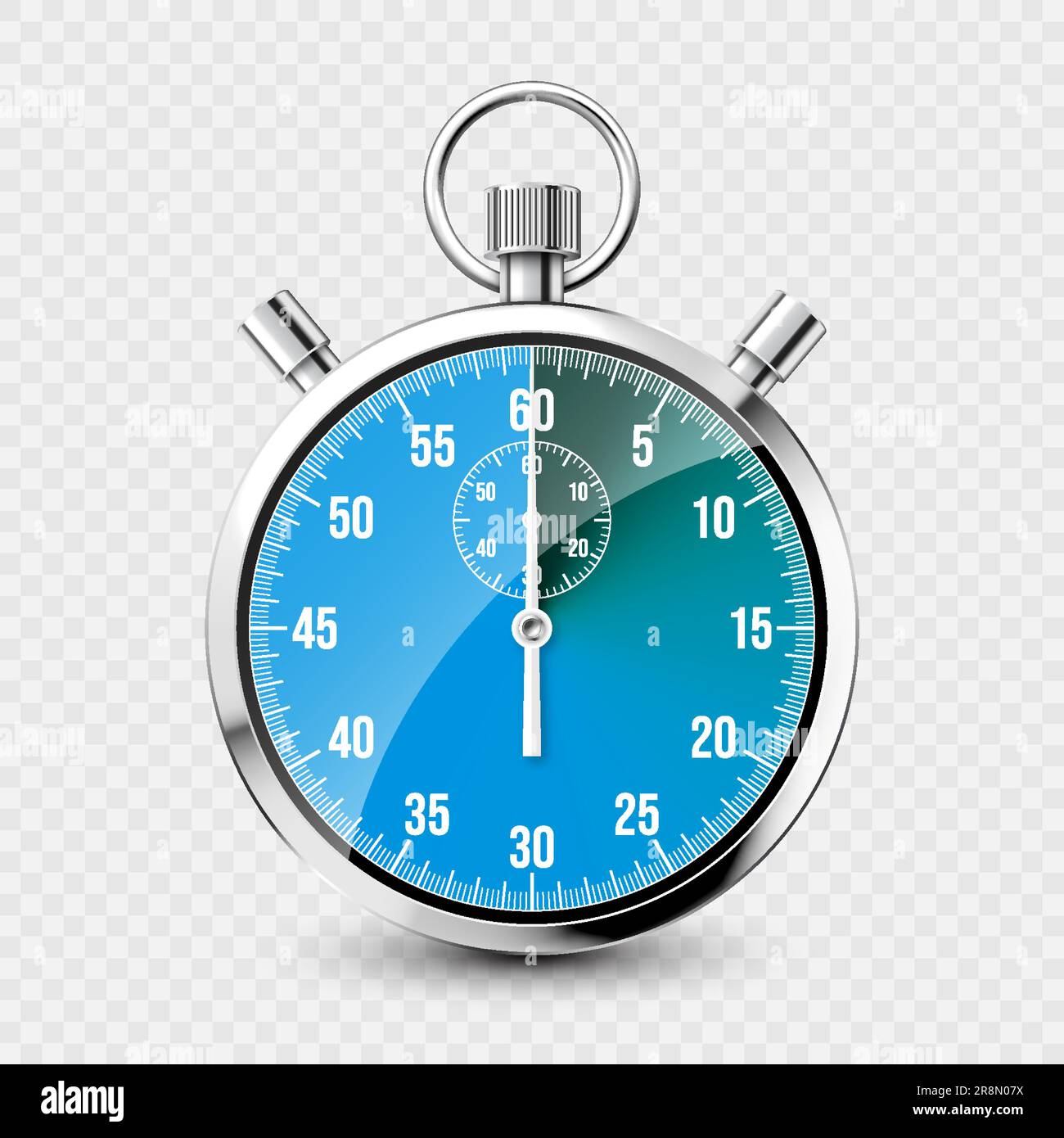 Realistic classic stopwatch. Shiny metal chronometer, time counter with ...