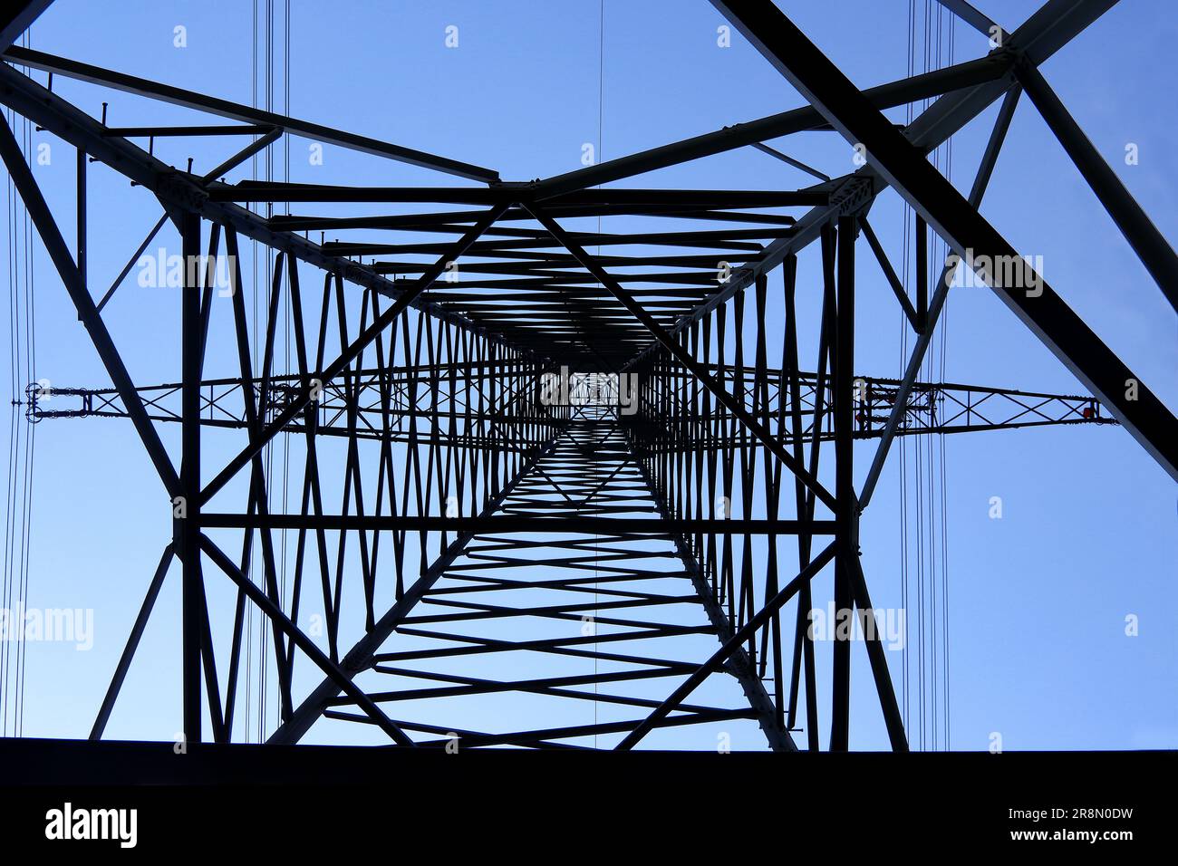High Voltage Pylon From Frog Perspective Stock Photo - Alamy