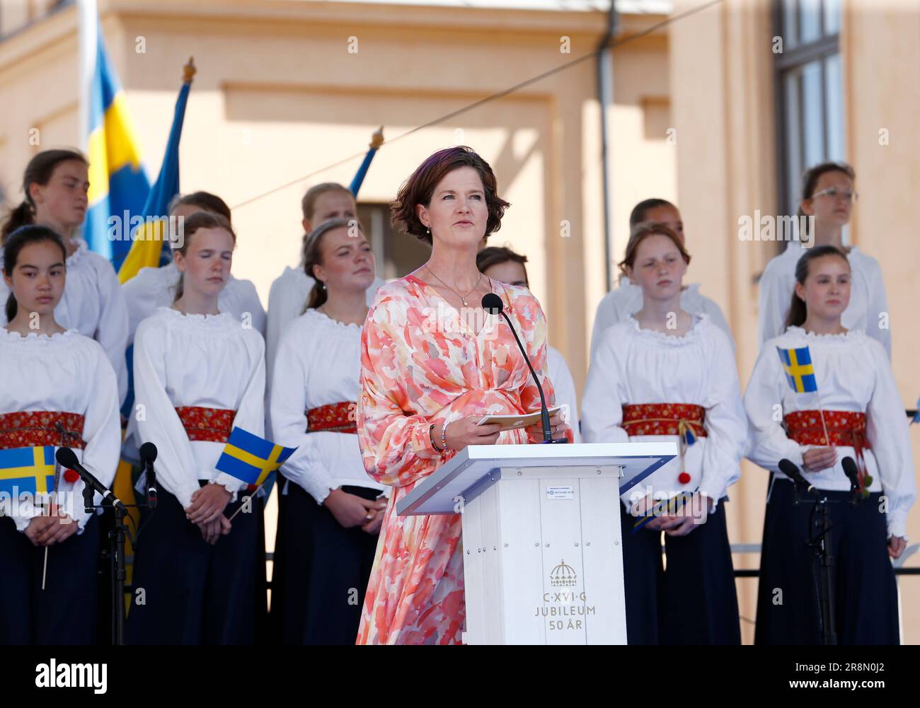 County Governor Anna Kinberg Batra holds a speech on thescene at the ...