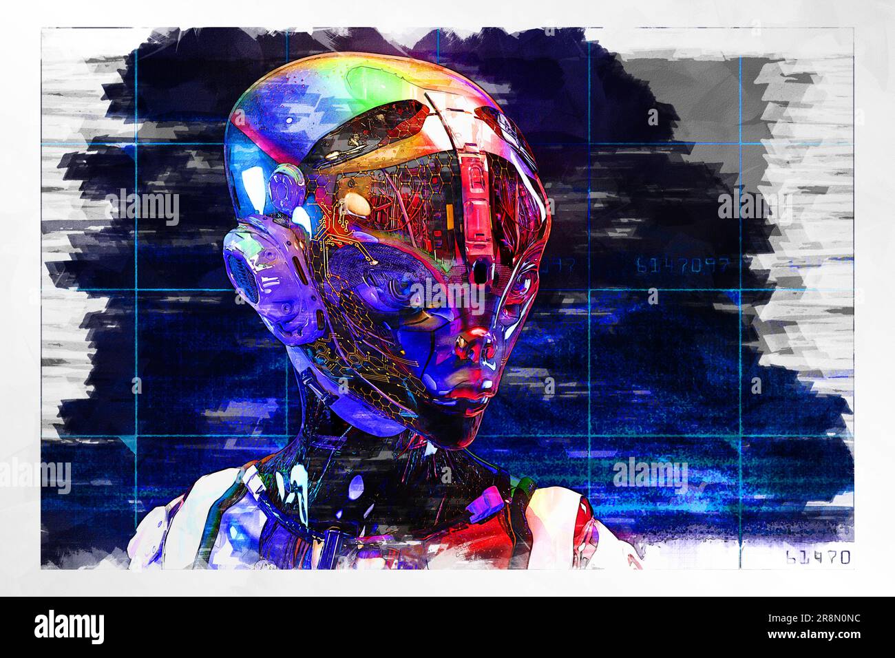 Artistic 3D Illustration Of A Cyborg With Artificial Intelligence Stock Photo - Alamy