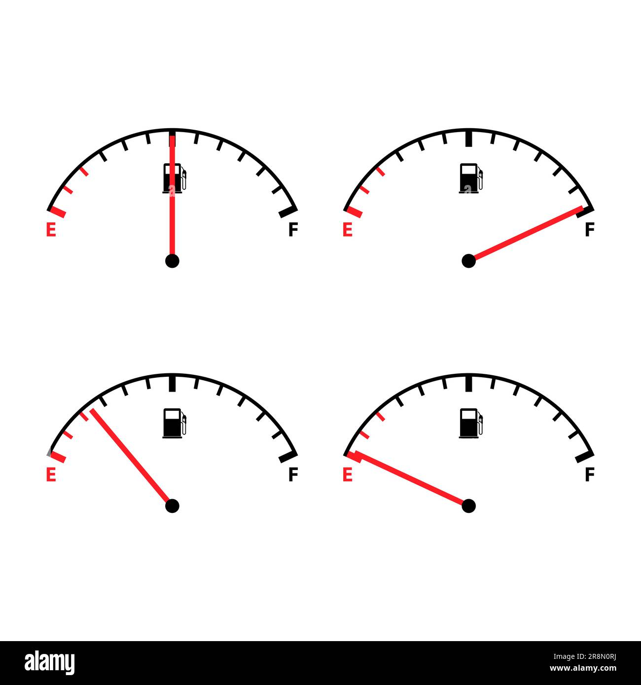 Set of Fuel car indicator icon, gauge petrol automobile meter symbol ...