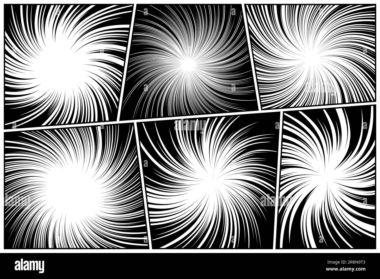 Twisted comic book radial rays, lines. Comics background with motion ...