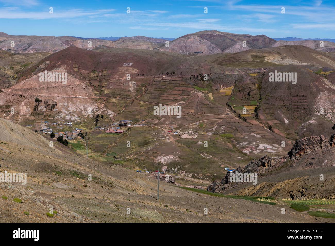 Colorful mountain landscape in the remote Bolivian Andes between ...