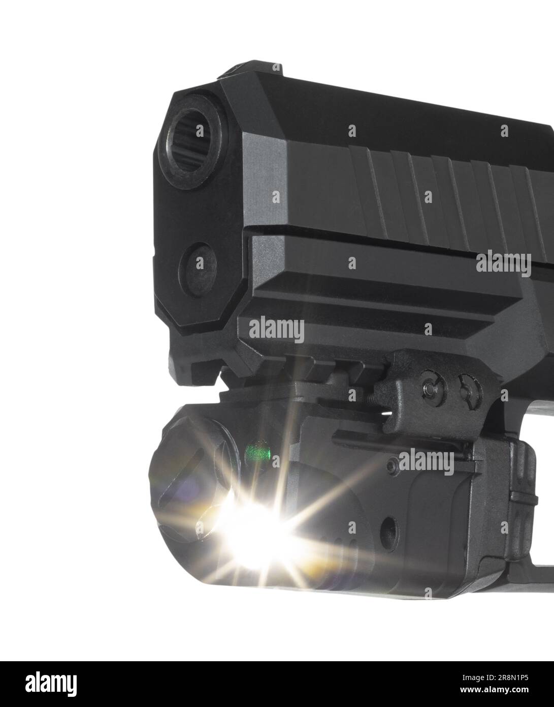 9 mm semi0auto pistol with a weaponlight and green laser running Stock ...