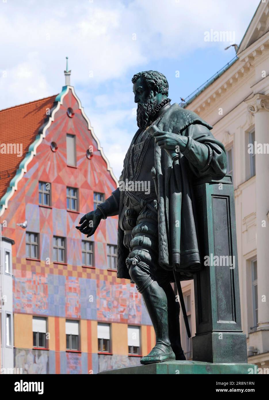 Sculpture in the public pedestrian area of Augsburg showing the famous ...
