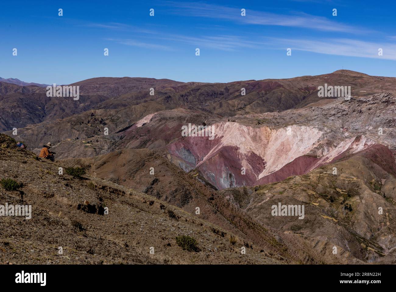 Colorful mountain landscape in the remote Bolivian Andes between ...