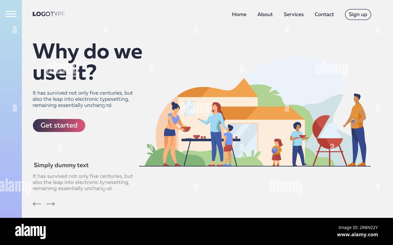 Family on BBQ party on backyard flat vector illustration Stock Vector ...