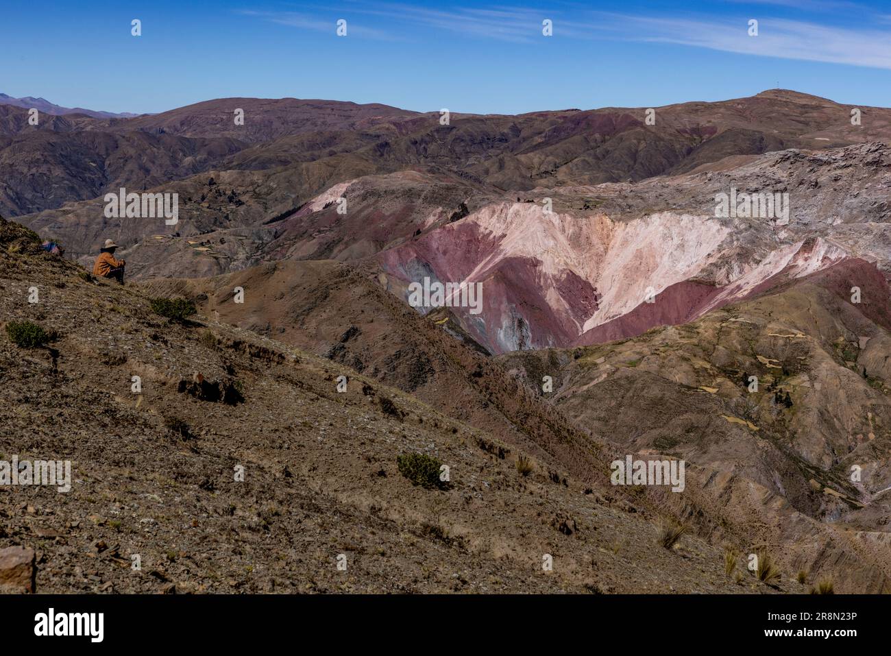 Colorful mountain landscape in the remote Bolivian Andes between ...