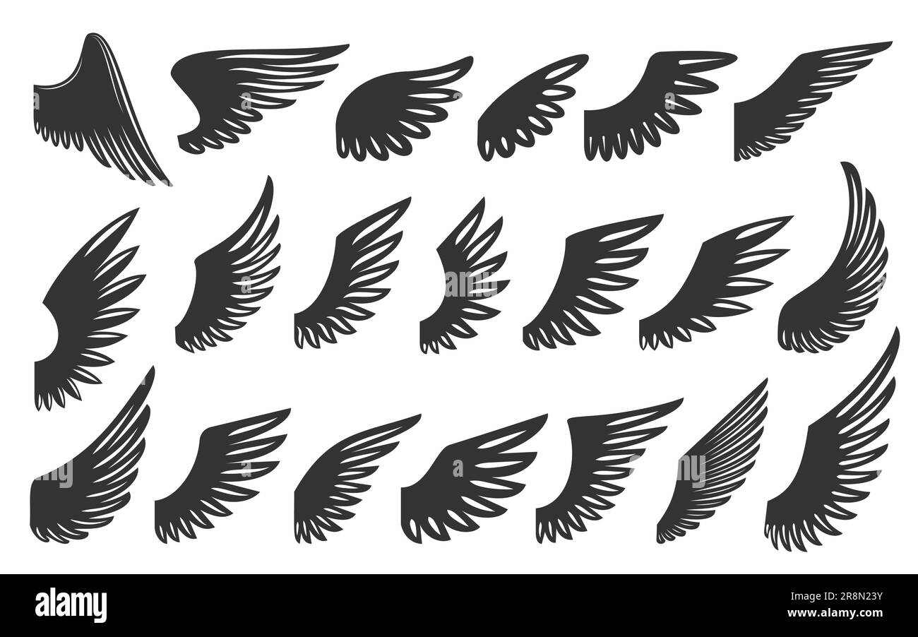 Wings with long feather. Heraldic vintage army insignia emblem falcon ...