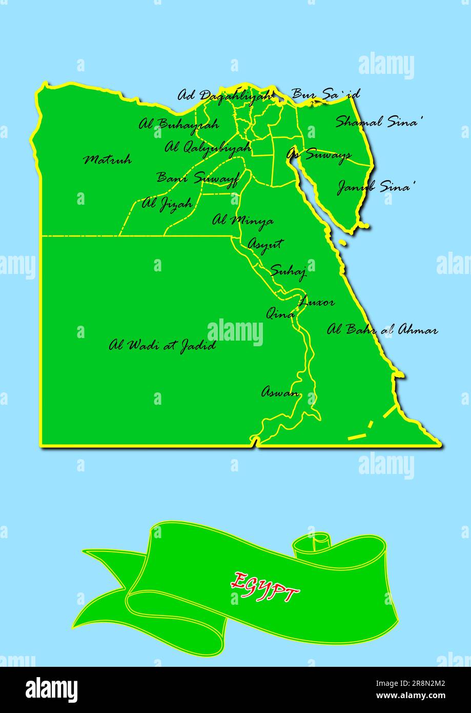 Map of aaaaaaaaaaa with subregions in green country name in red Stock ...