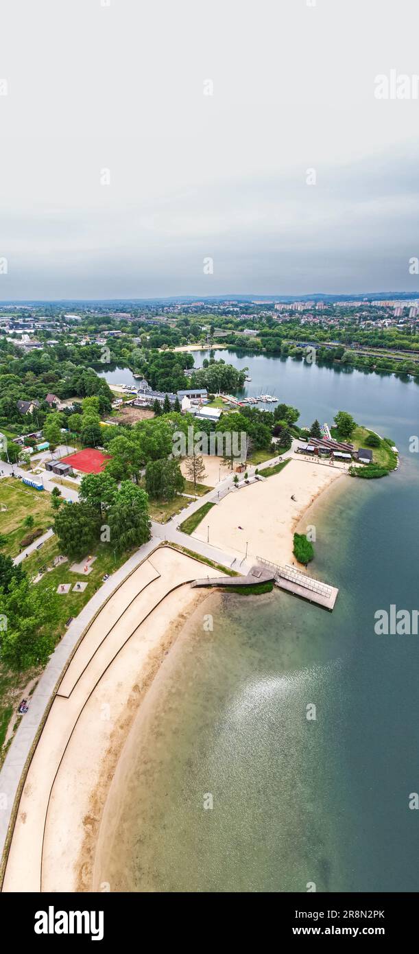 Aerial view - Bagry Lagoon, Podgórze XIII, Kraków, Poland - swimming ...