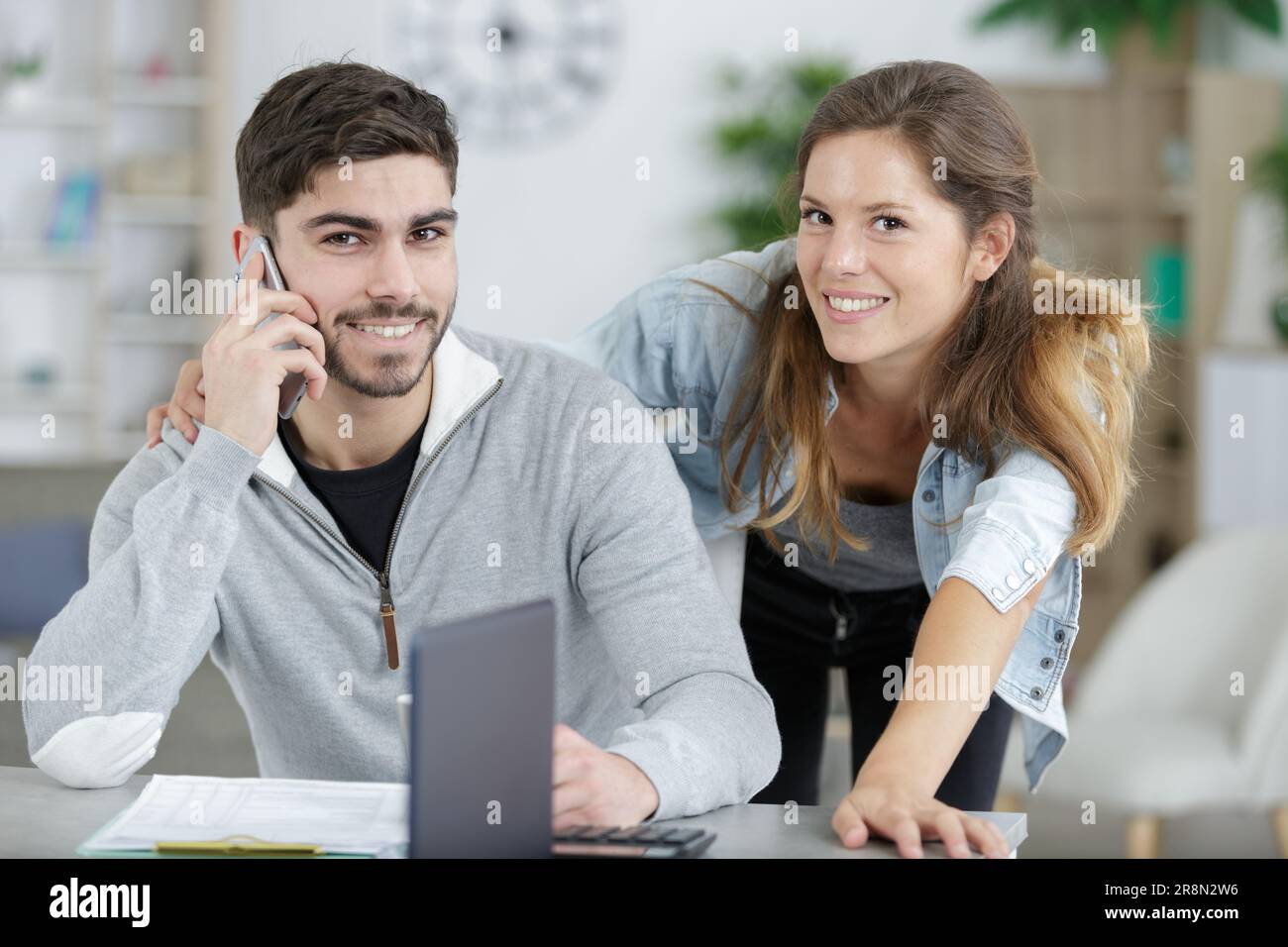 home work couple Stock Photo - Alamy