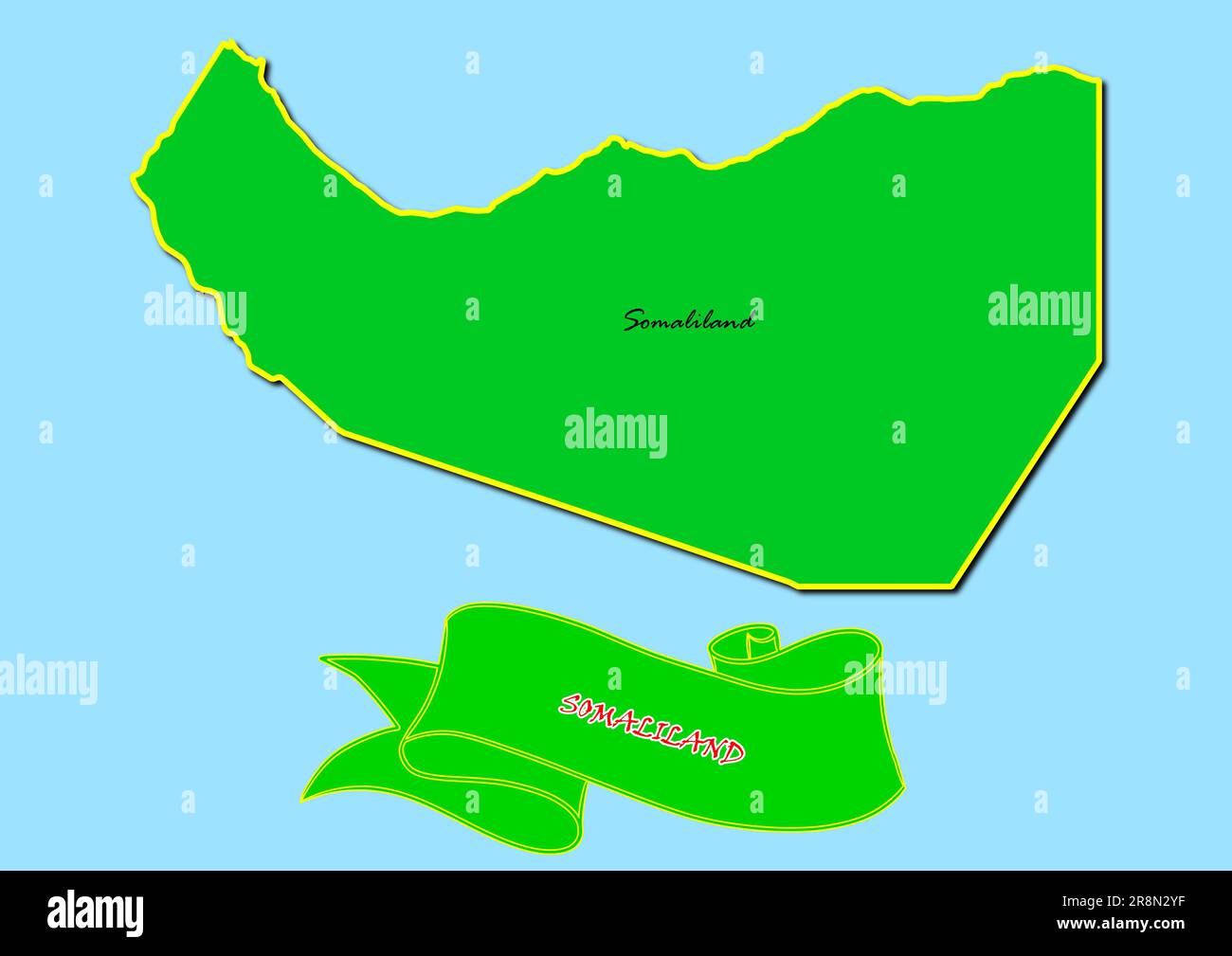 Map of Somaliland with subregions in green country name in red Stock ...