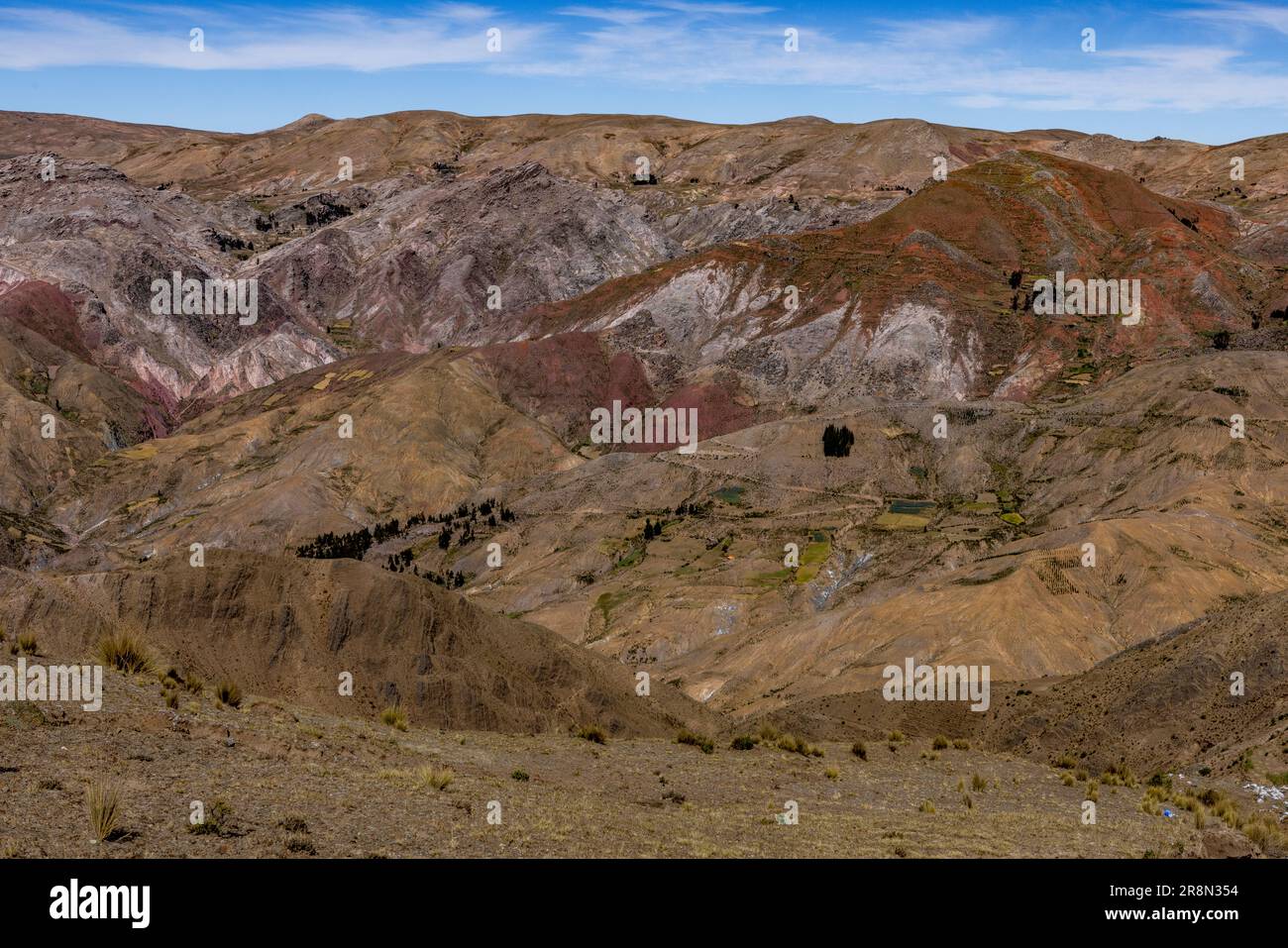 Colorful mountain landscape in the remote Bolivian Andes between ...