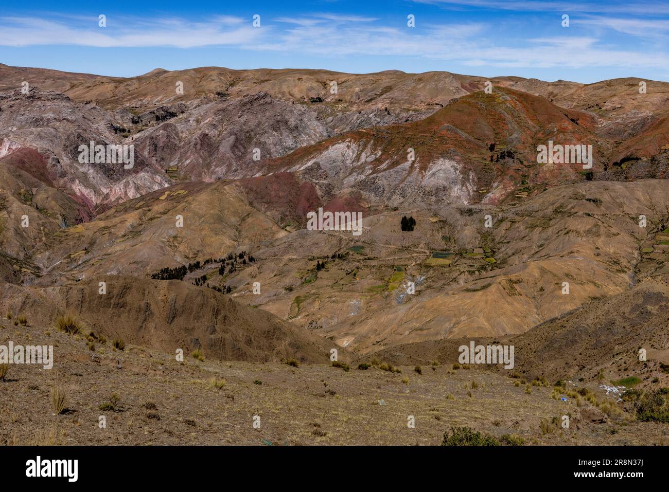 Colorful mountain landscape in the remote Bolivian Andes between ...