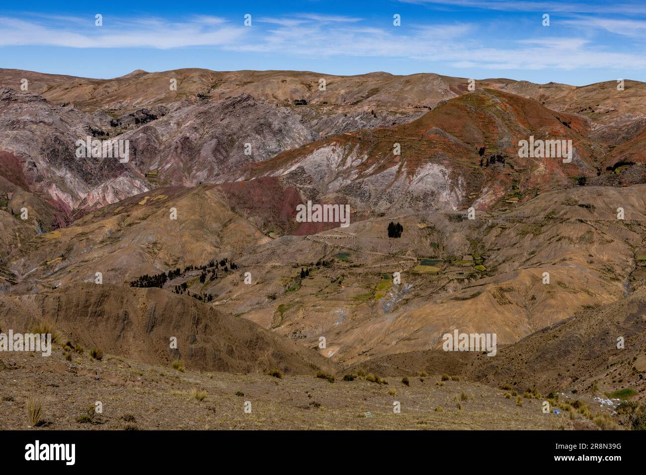 Colorful mountain landscape in the remote Bolivian Andes between ...
