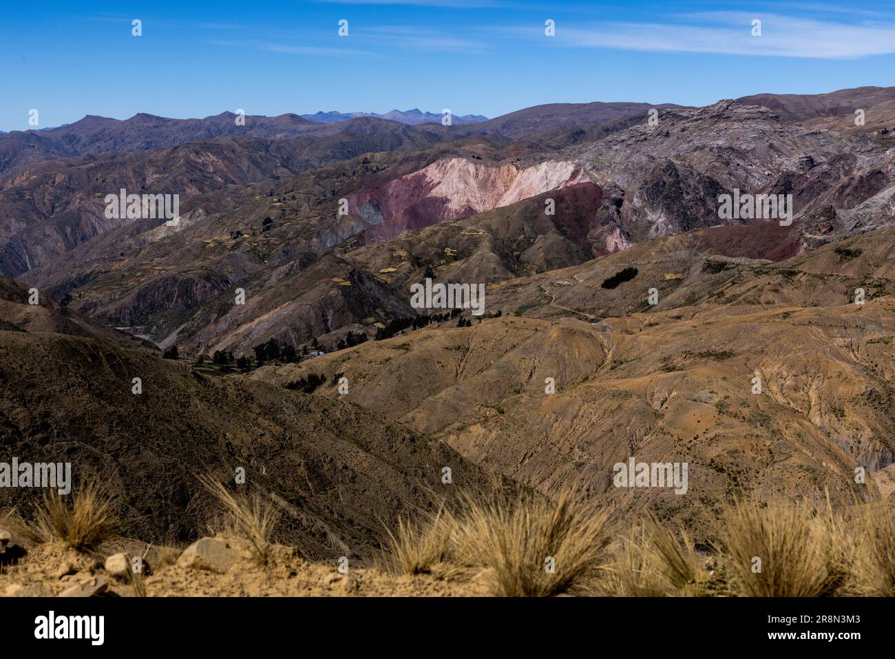 Colorful mountain landscape in the remote Bolivian Andes between ...