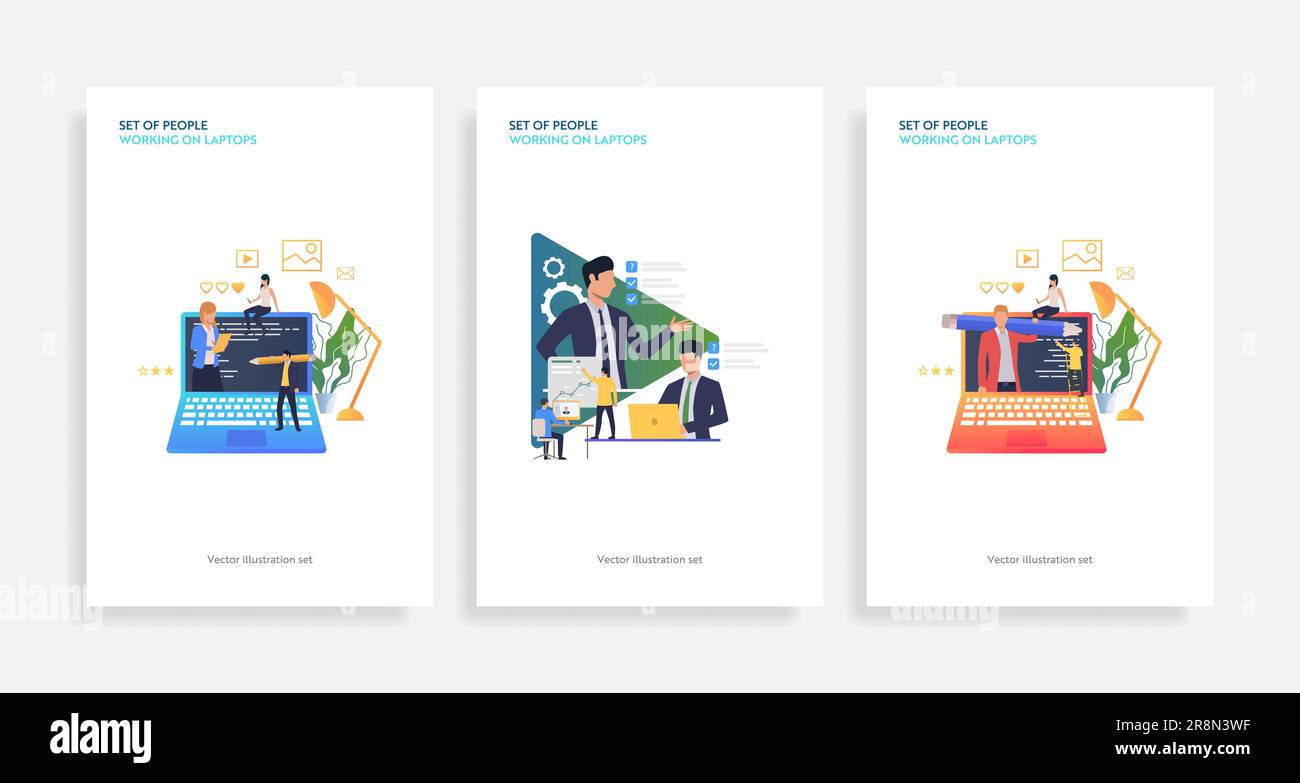 Group people working laptops Stock Vector Images - Alamy